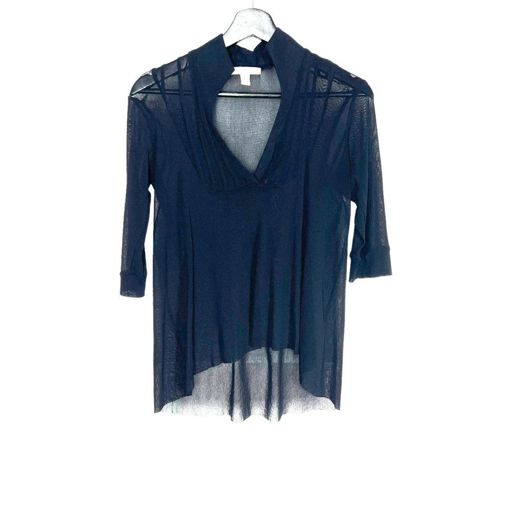 Weston Wear Black Sheer Half Sleeve Top Medium - Gem